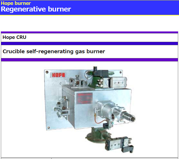 Yokoi kikai regenerative burner Hope CRU type_Industrial Products